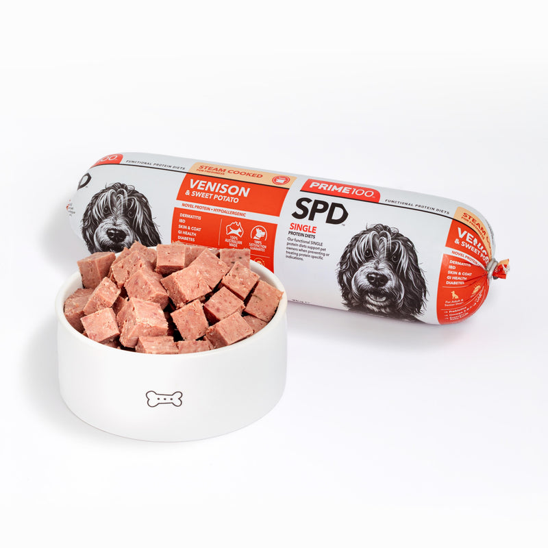 Prime 100 SPD Venison and Sweet Potato Dog Food Roll 2kg – Habitat Pet ...